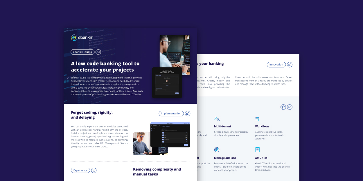 ebankIT Studio brochure | A low code digital banking tool